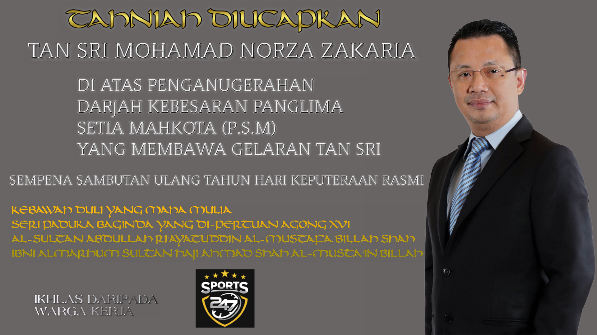 Norza Zakaria dikurnia darjah kebesaran Panglima Setia Mahkota | Sports247